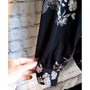 Maurices | Tops | Maurices Womens Tunic Blouse Black White Flowy Vneck Long Sleeve Floral Small ...